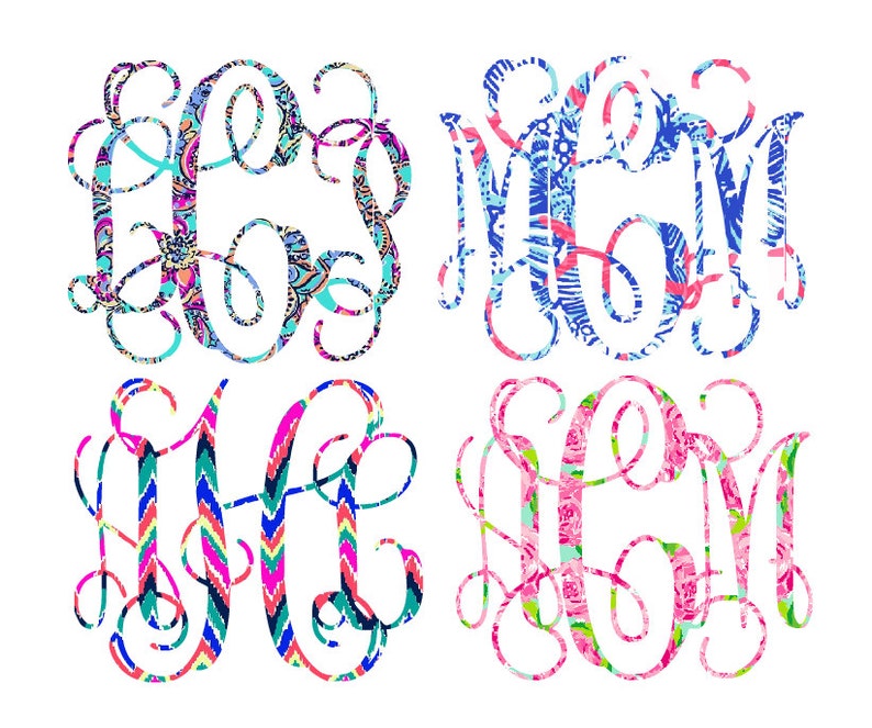 Lilly Pulitzer Inspired Monogram Decals Lilly monogram | Etsy
