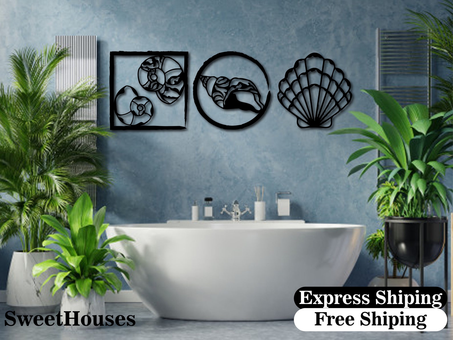 Sea shell wall decor Set of 3 signs wall decor Home decor | Etsy