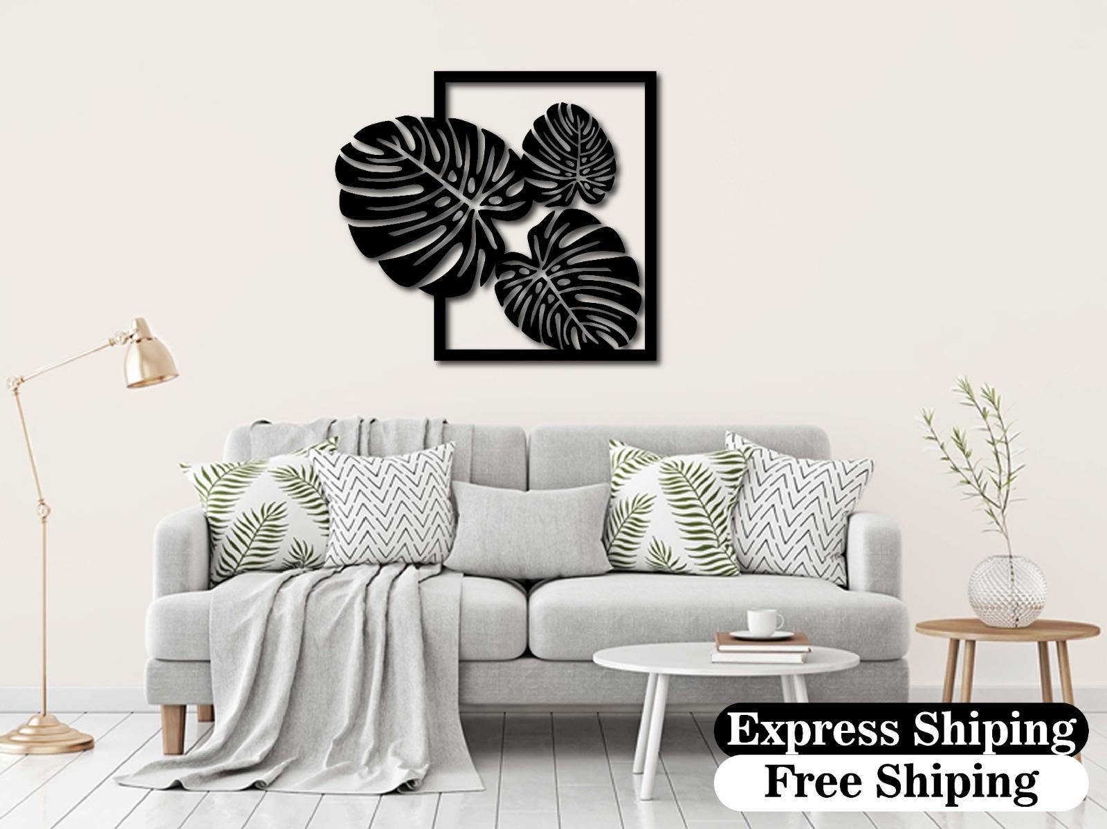 Monstera Leaf Metal Wall Decor Plants Wall Art Set Monstera - Etsy
