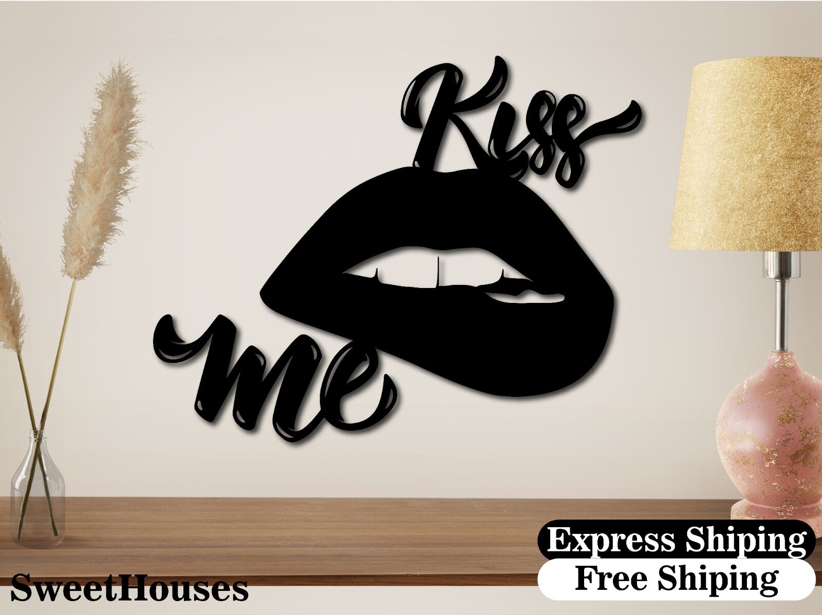Kiss Me Wall Decor , House Gift , Metal Wall Decor , Home Decor , Metal ...