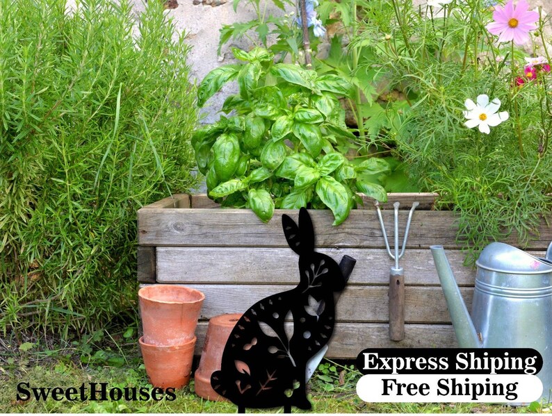 Rabbit Yard Art Garden Stake Garden Sign Metal Yard Art - Etsy