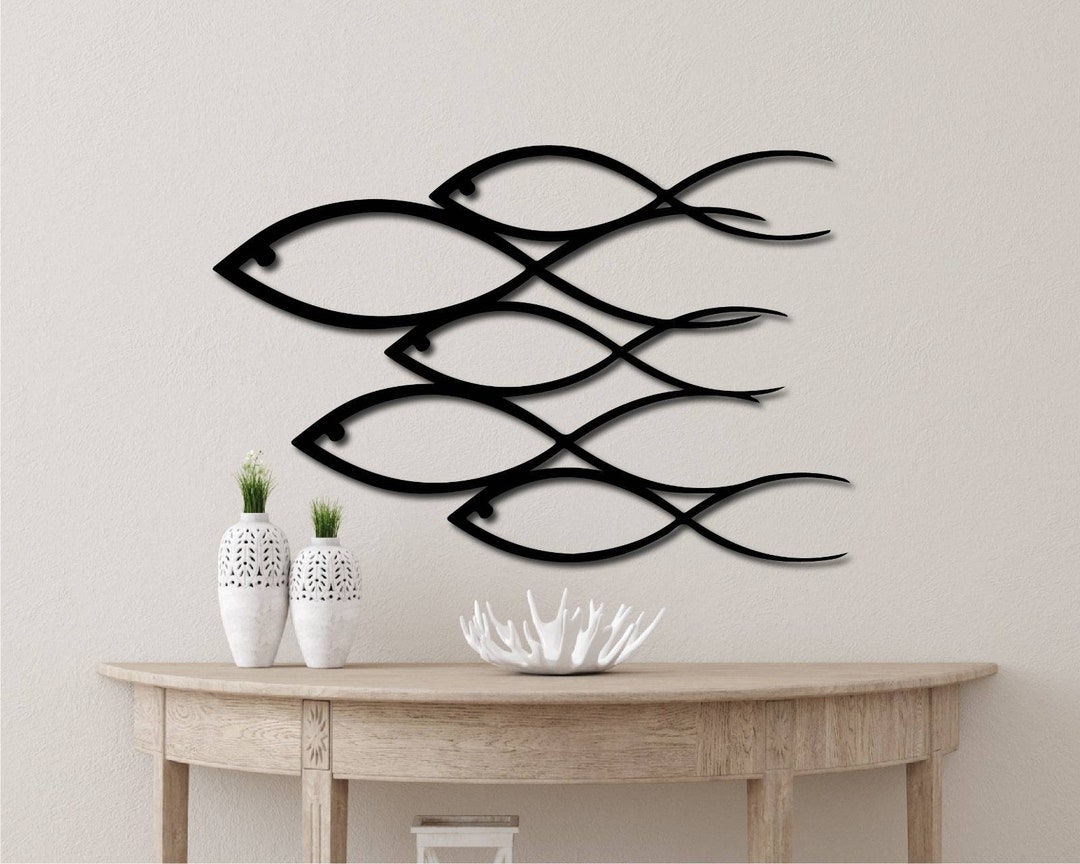Metal Fishes Decor, Metal Wall Decor, Fishes Family , Wall Hanging ...