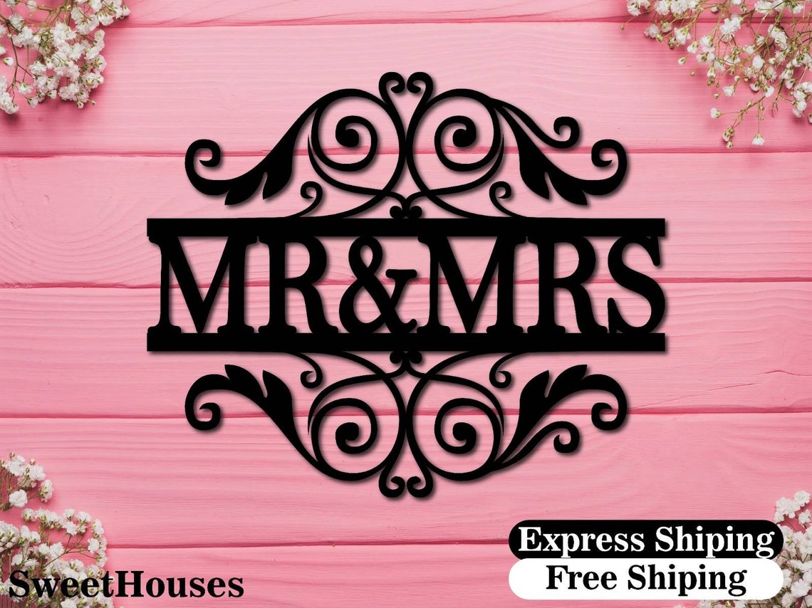 Mr and Mrs Name Signs Metal Sign for Wedding Last Name Sign - Etsy