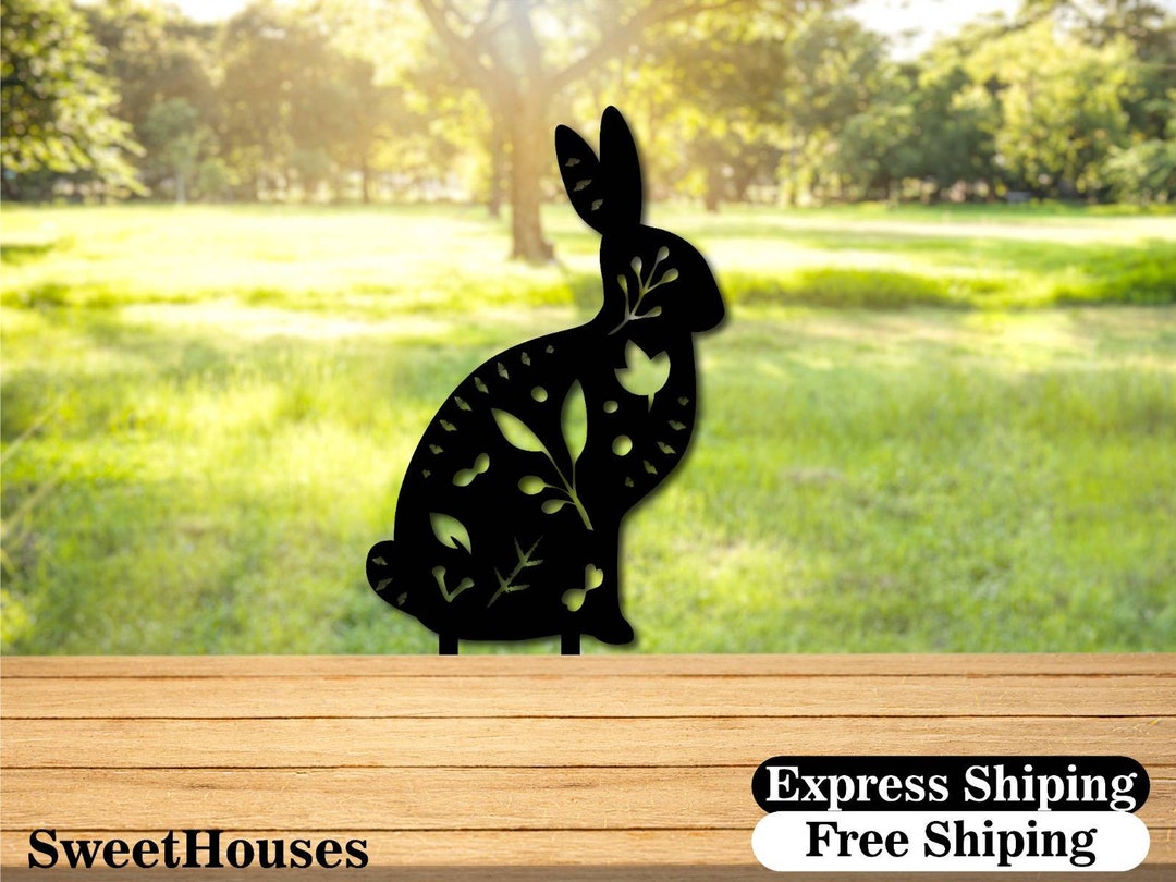 Rabbit Yard Art Garden Stake Garden Sign Metal Yard Art - Etsy