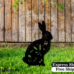 Rabbit Yard Art Garden Stake Garden Sign Metal Yard Art - Etsy