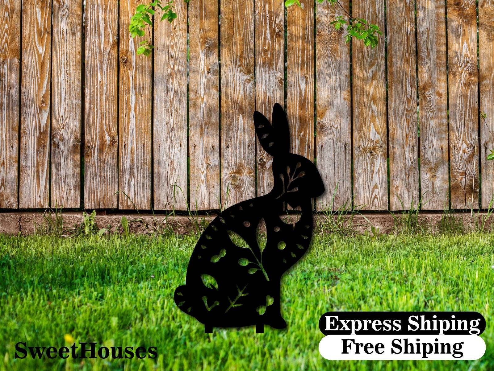 Rabbit Yard Art Garden Stake Garden Sign Metal Yard Art - Etsy