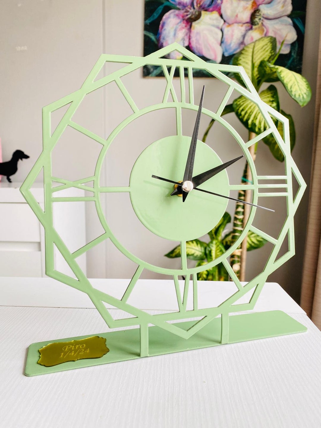 Moms Gift / Custom Name Table Top Clock Roman Numarals Table Clock 24 ...
