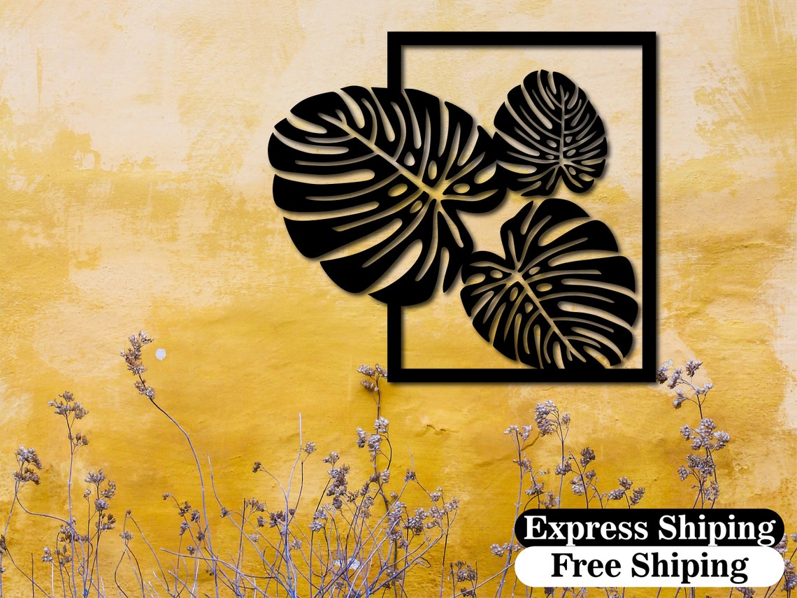 Monstera Leaf Metal Wall Decor Plants Wall Art Set Monstera - Etsy