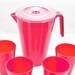 Red Plastic Pitcher With Tumblers 8 1/2" Pitcher With 5-5" Tumblers ...
