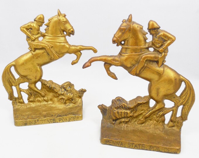 Pennsylvania State Police Brass Bookends, Pair of Brass Bookends Marked ...