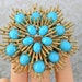 Avon Sunray Brooch, Turquoise Cabochons, Early Avon, 2 1/8 Brooch ...