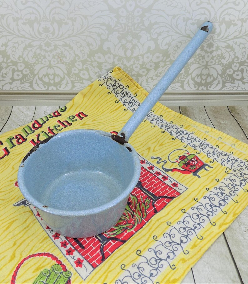 Blue Enamel Ladle Vintage Enamelware Round Ladle Water - Etsy