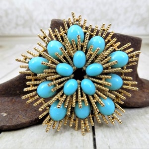 Avon Sunray Brooch, Turquoise Cabochons, Early Avon, 2 1/8 Brooch ...