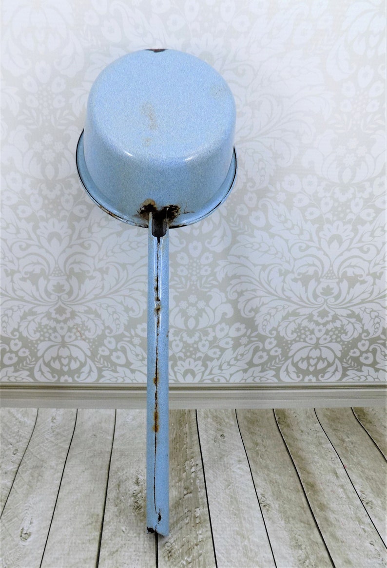 Blue Enamel Ladle Vintage Enamelware Round Ladle Water - Etsy