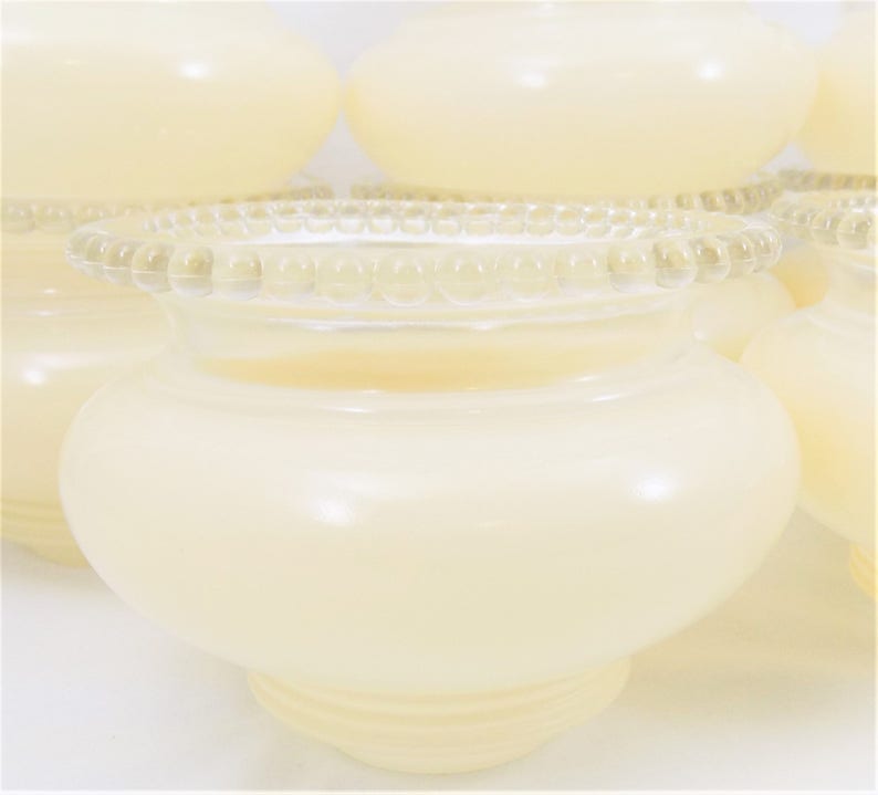 Chandelier Glass Shade Beaded Edge Cream Painted 1 - Etsy