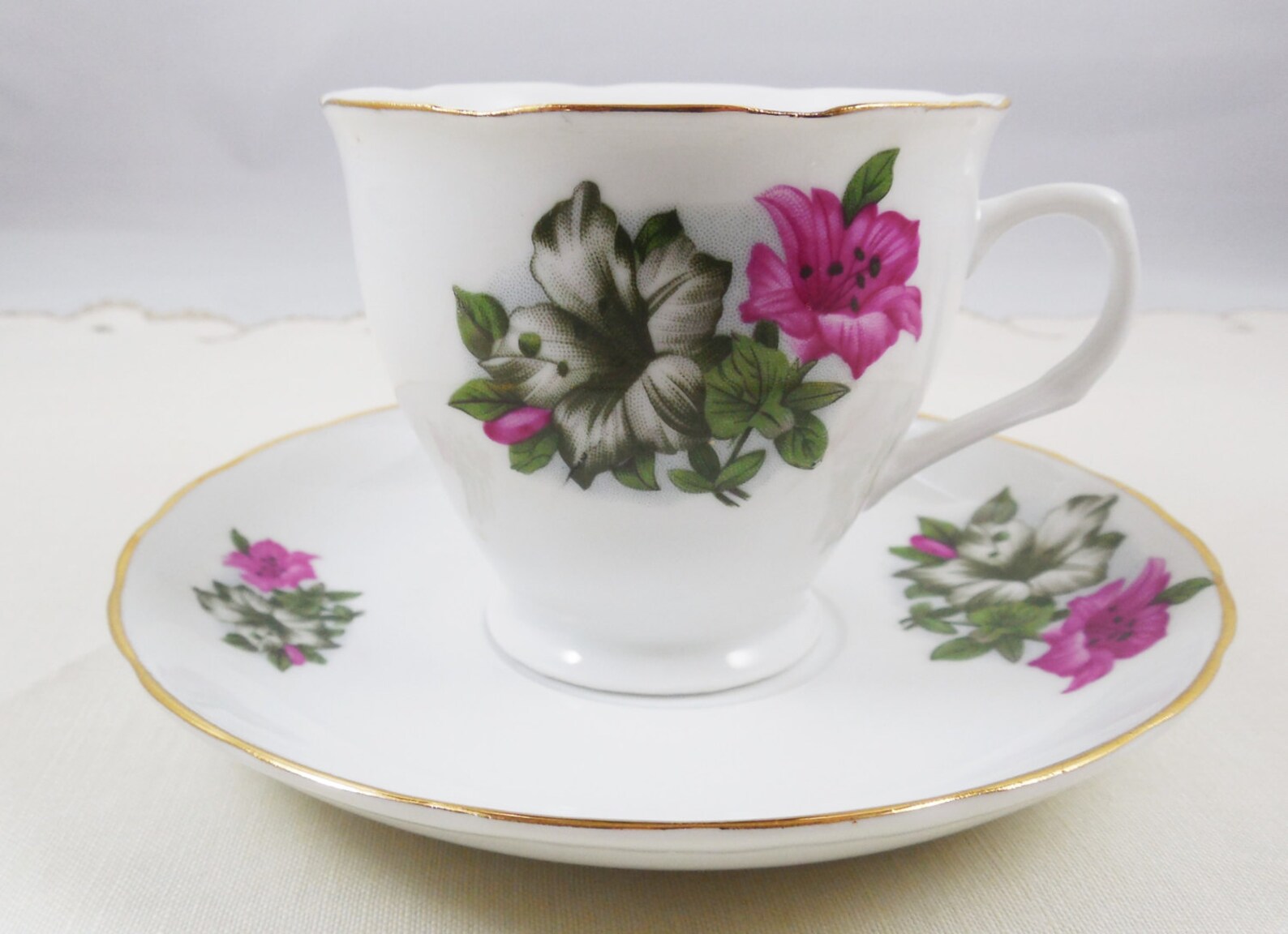 Pink Azalea Teacup and Saucer Beautiful Vintage Collectible | Etsy