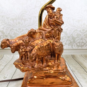 Copper Clad Lamp, Shepherd and Sheep, Table Lamp, Caring Shepherd, Mid ...