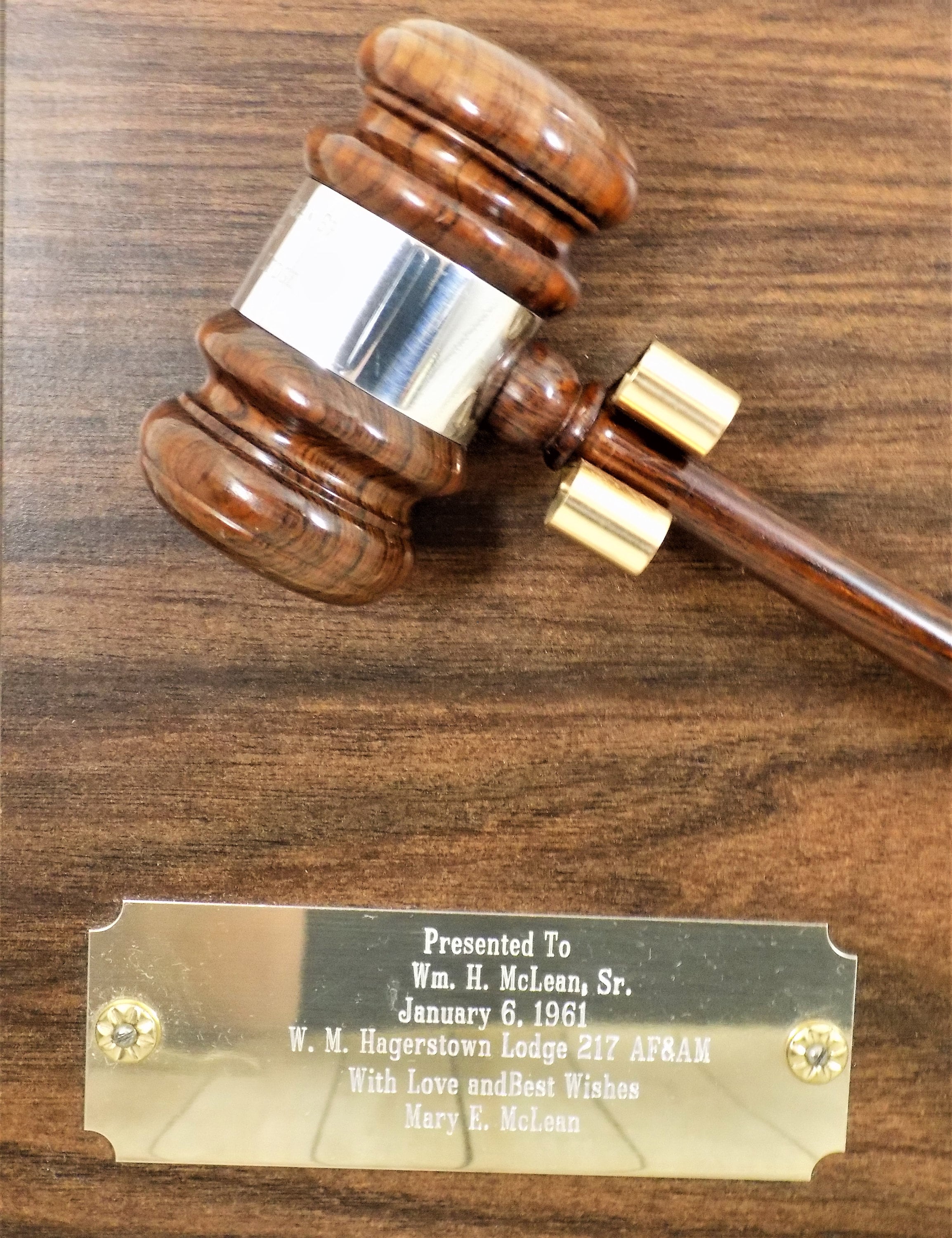 Masonic Wood Gavel Sterling Band Mounted on Plaque Sterling - Etsy