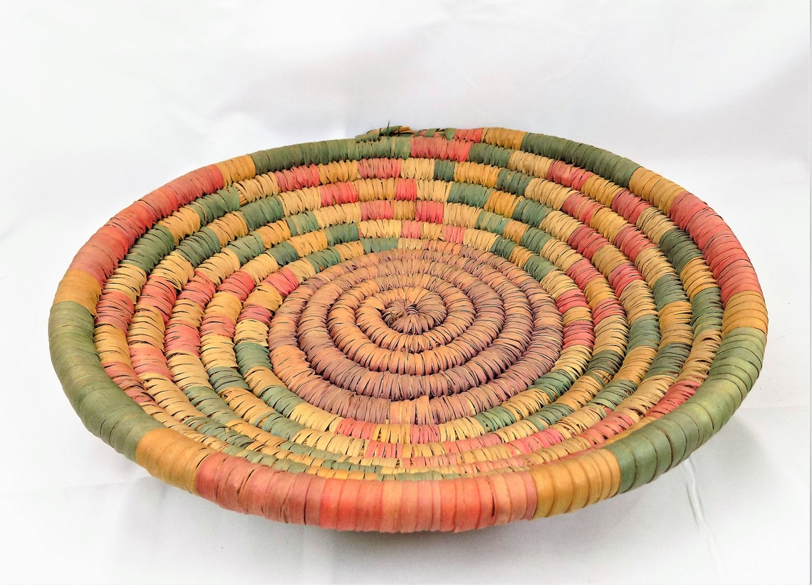 Panama Woven Basket Colorful Fiber Weave 1940s Travel | Etsy