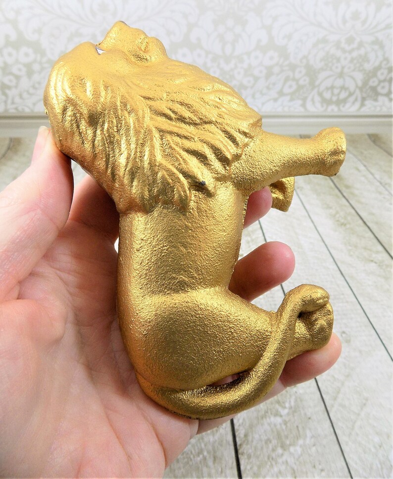 Cast Metal Lion Bank Lion With Mane Painted Gold Heavy - Etsy