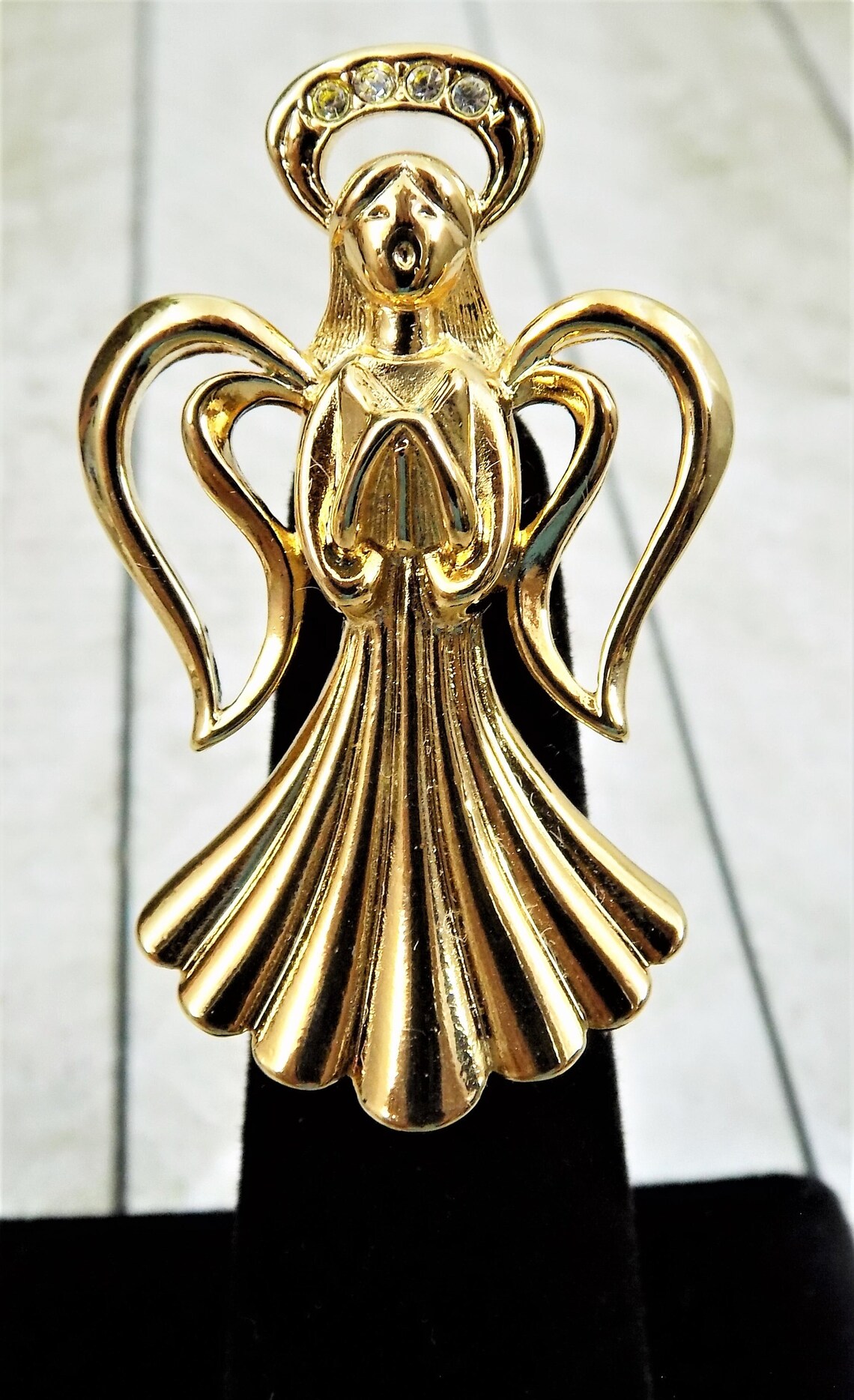 Avon Heavenly Angel Pin Polished Gold Tone Glass Stone | Etsy