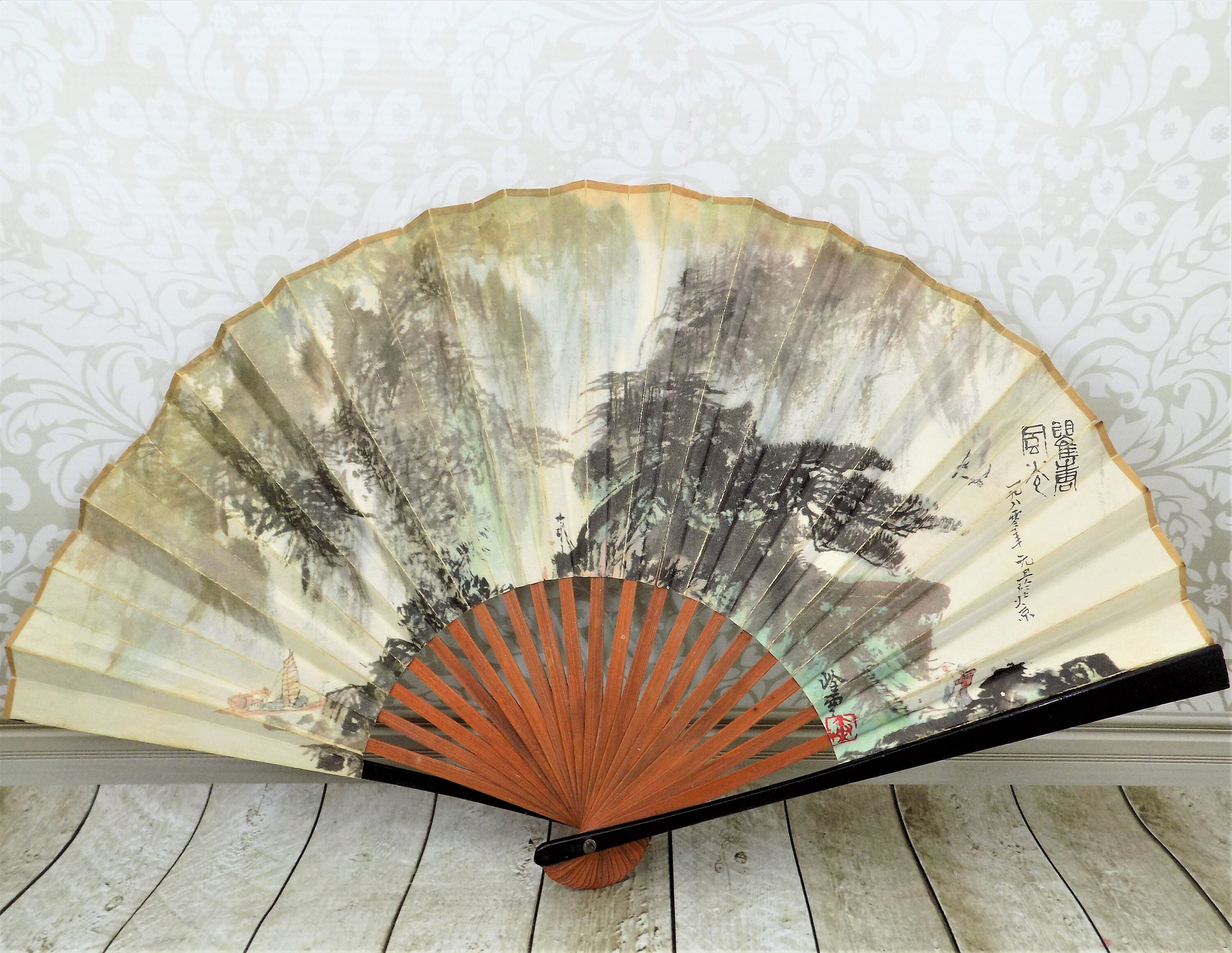 Painted Folding Fans Chinese Origin Advertising | Etsy