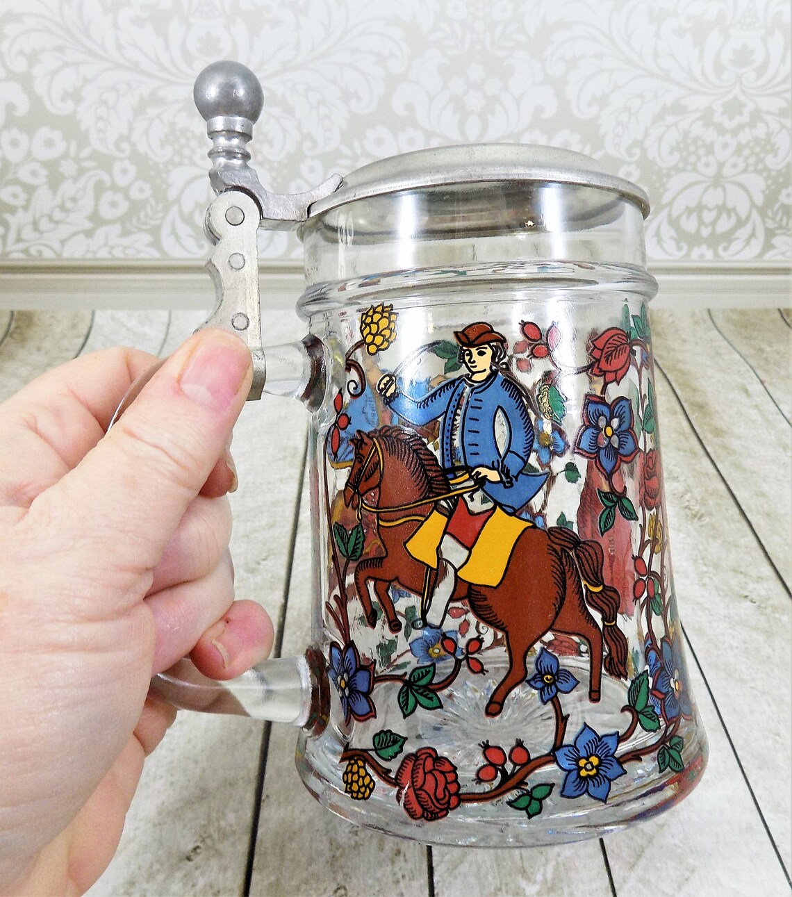 BMF Rein Zinn Stein German Pewter Lid Glass Stein Lords - Etsy