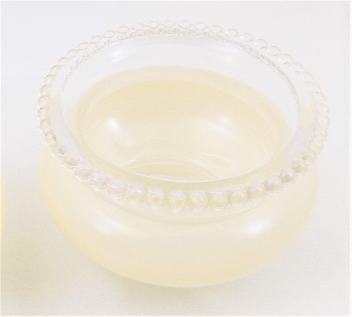 Chandelier Glass Shade Beaded Edge Cream Painted 1 - Etsy