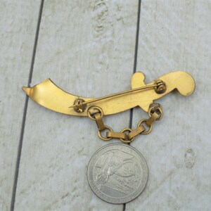 Scimitar Sword Brooch Engraved Blade With Chain Gold Wash - Etsy