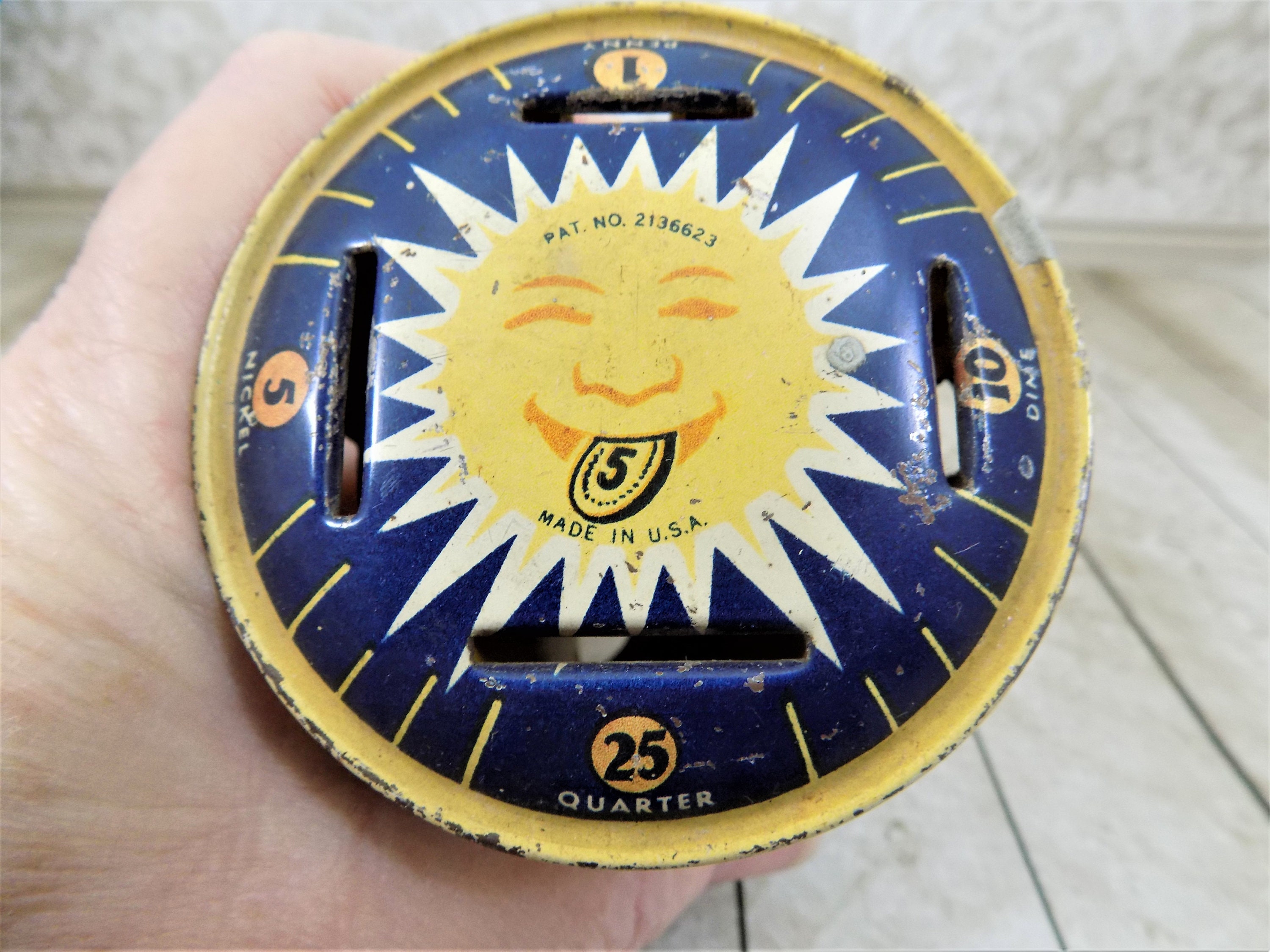 Blue and Yellow Rotary Child's Bank B&R Budget Bank Tin - Etsy