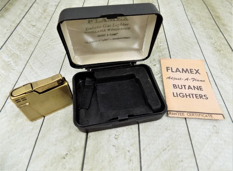 Flamex Butane Gas Lighter Gold Tone Original Case Adjust A - Etsy