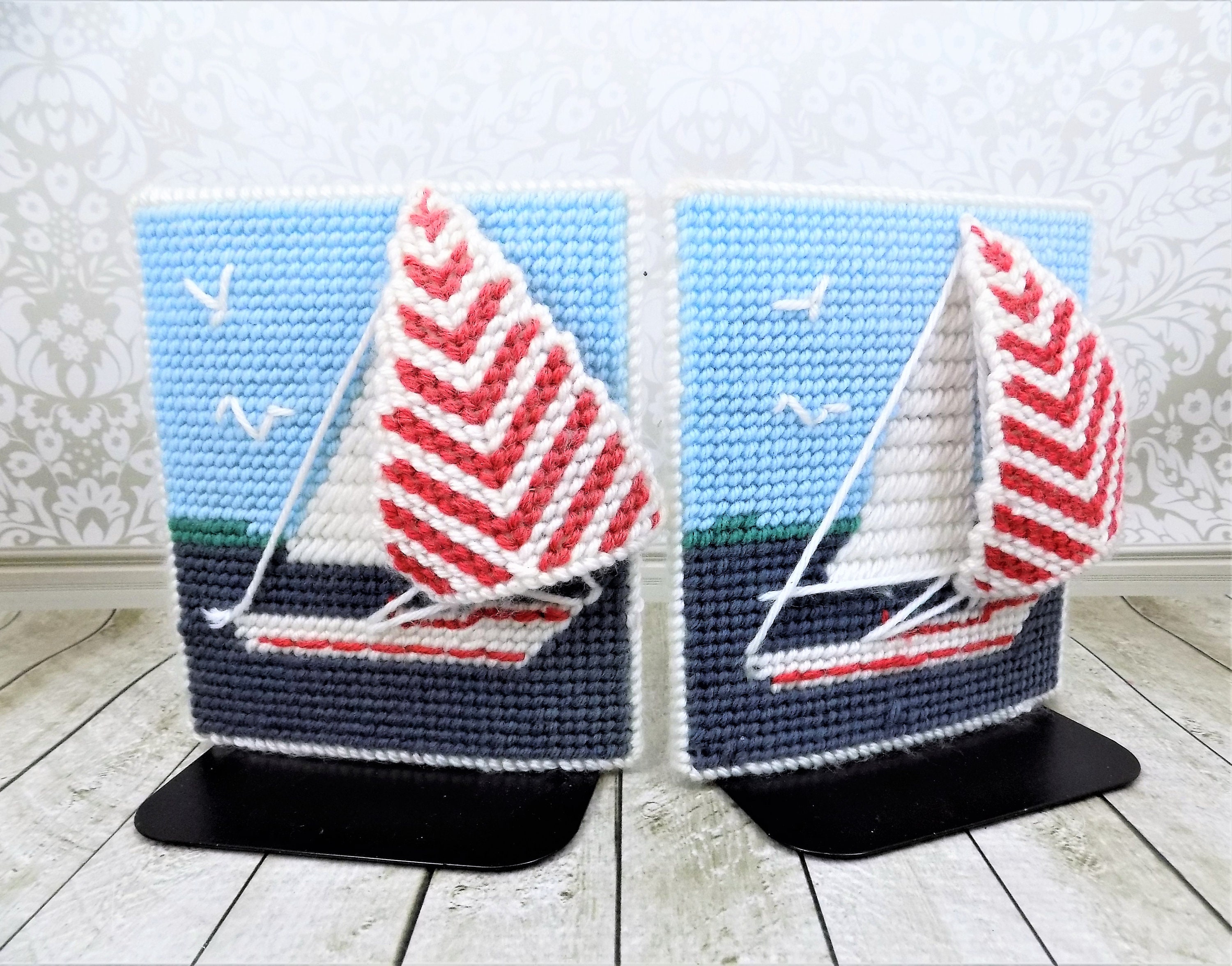 Metal Bookends Plastic Canvas Covers Finished Project - Etsy