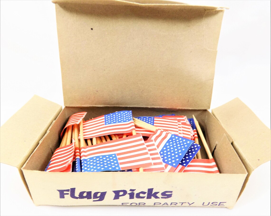 American Flag Party Picks 2 Boxes NOS Patriotic 4th of | Etsy