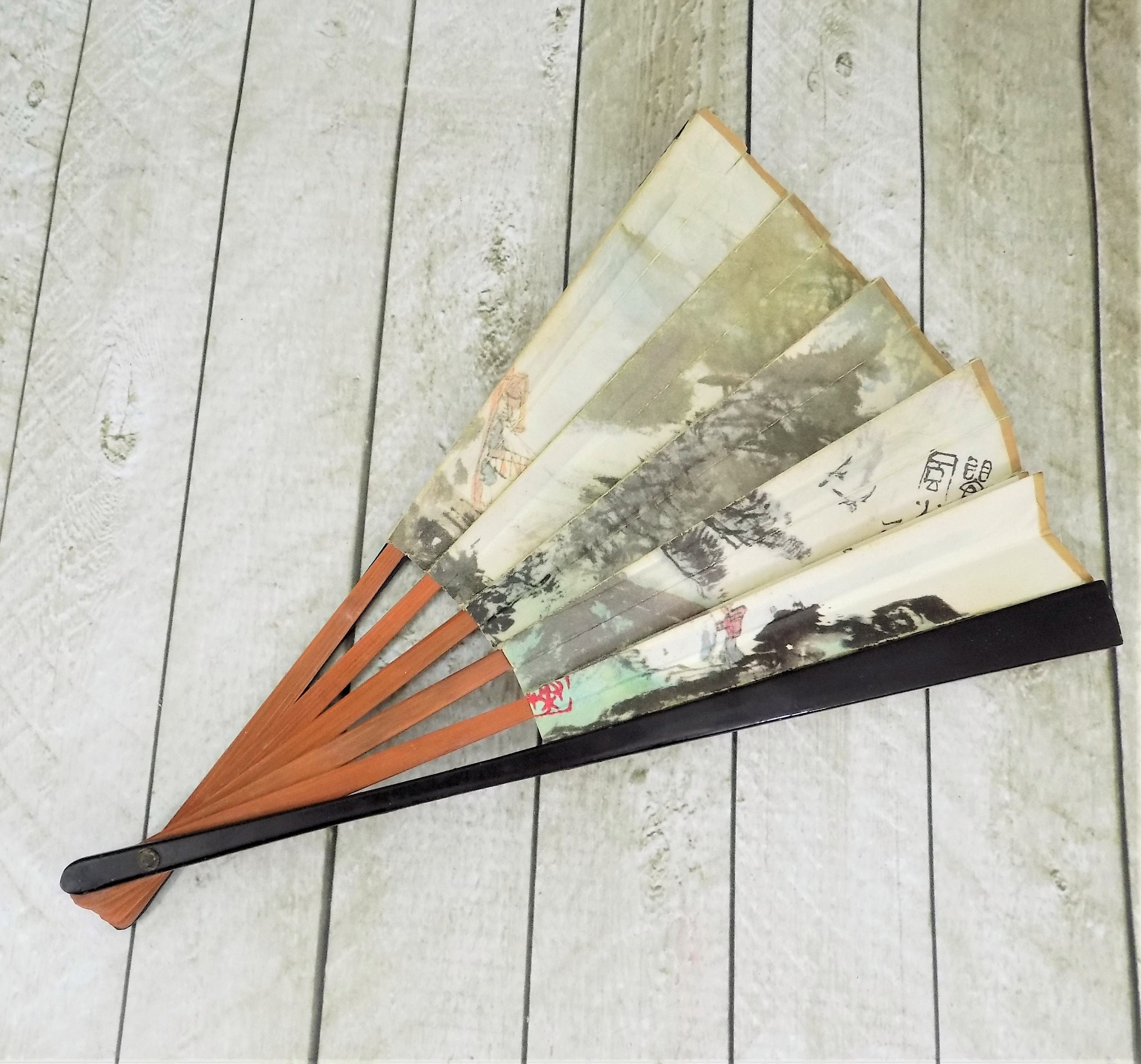 Painted Folding Fans Chinese Origin Advertising | Etsy