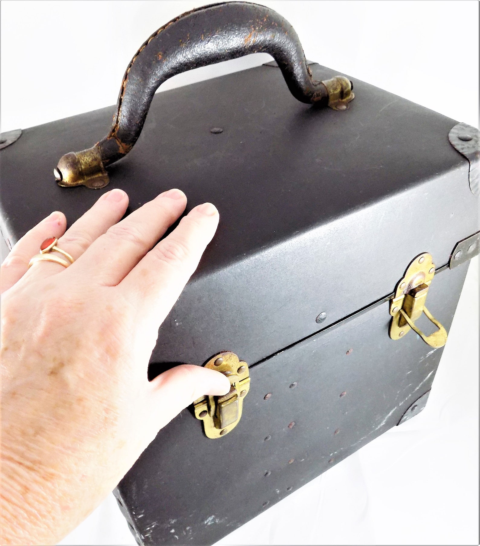 Portable Storage Case Metal Snap Closures Faux Leather - Etsy