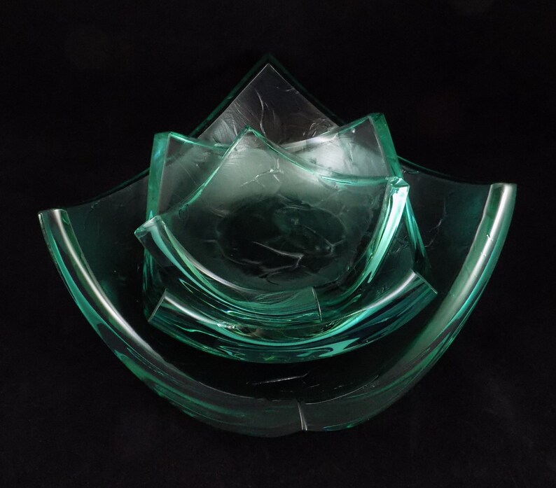 Stephen Schlanser Art Glass Brush Stroke Bowl Set Signed | Etsy