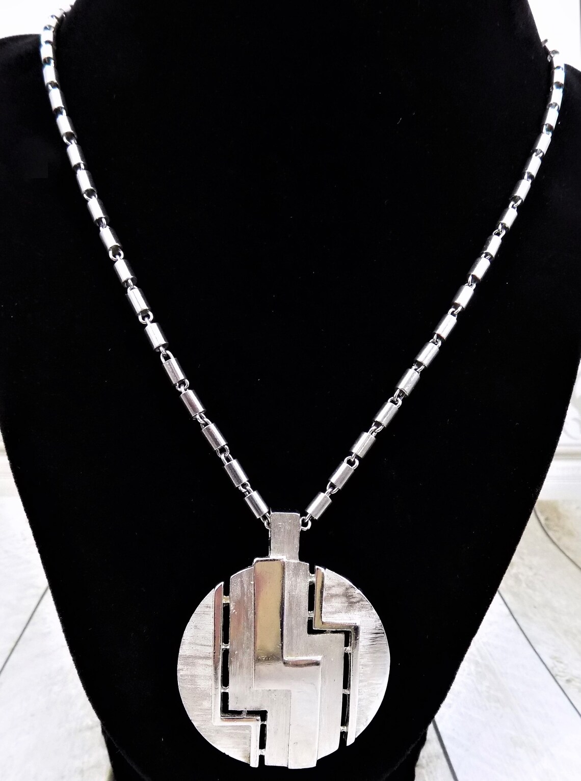 Crown Trifari Silver Medallion Necklace Round Silver Tone - Etsy