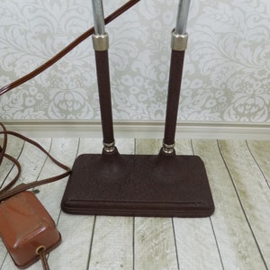 Fluorescent Desk Lamp, Brown Metal, Single Bulb, Push Button Switch ...