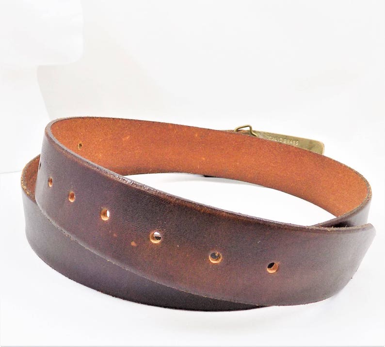 Men's Tooled Leather Buckle Belt, Solid Brass, Size 44 - Etsy
