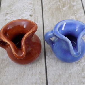 Miniature Ceramic, Glazed Pitchers, Set of 2, Milk Pitchers, Dollhouse ...