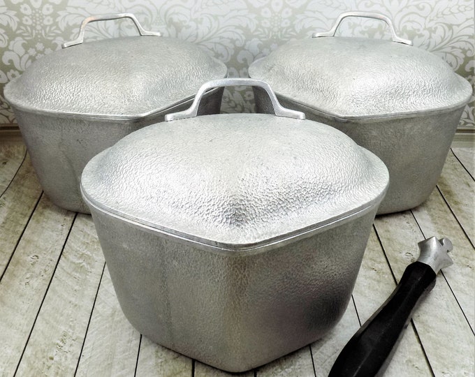 Silver Seal Pans, Set of 3, With Lids, Heart Shaped, Century Metalcraft ...