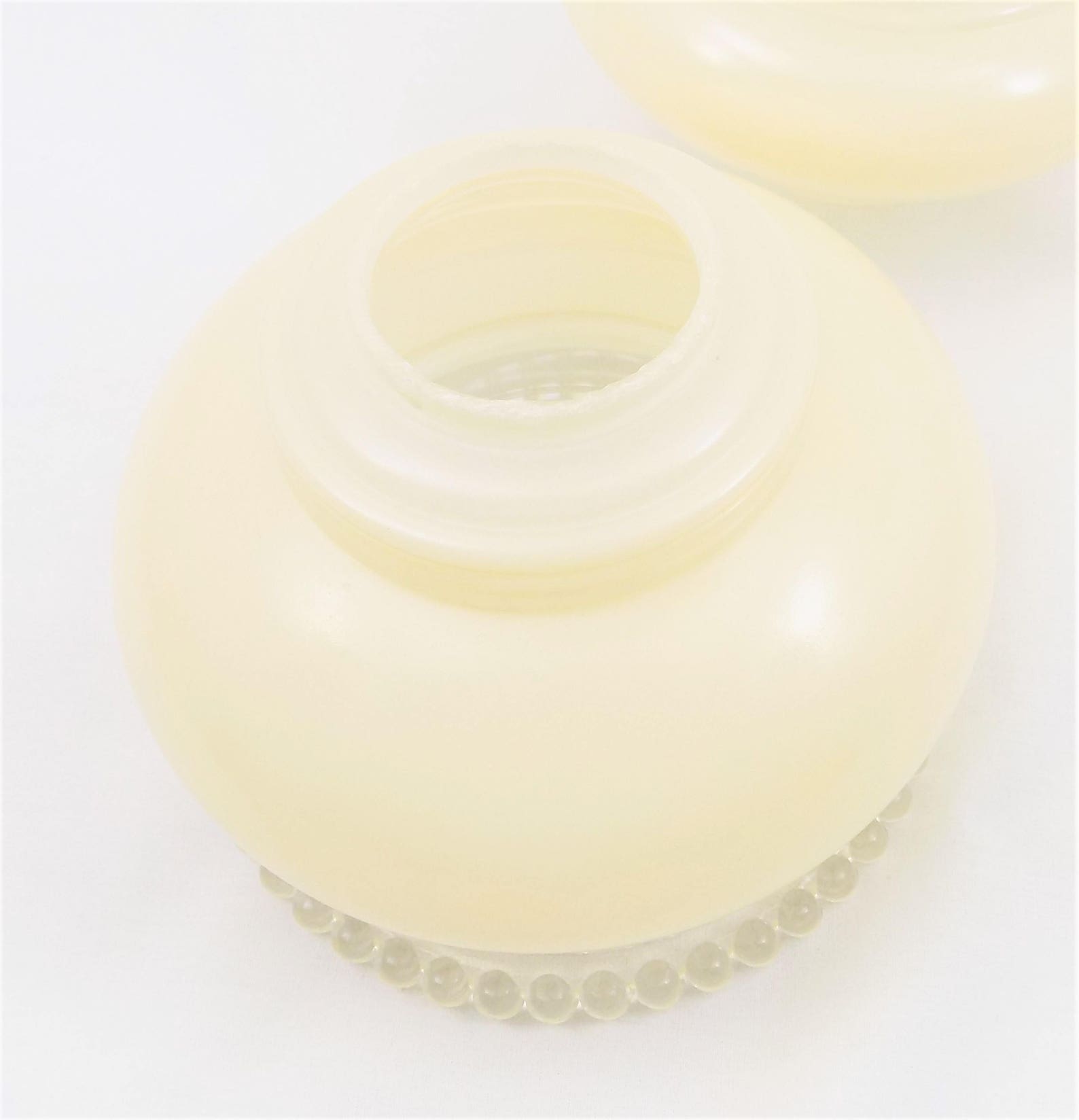 Chandelier Glass Shade Beaded Edge Cream Painted 1 - Etsy