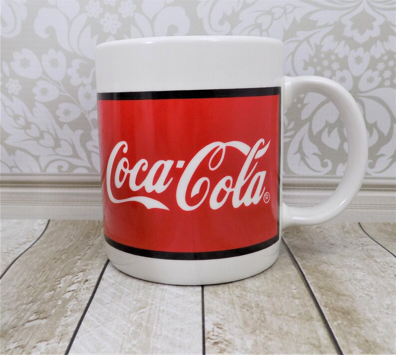 Coca-cola Mugs Red and Black Panel 1996 Gibson Ceramic Set - Etsy