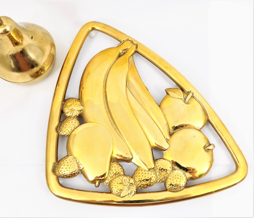 Gorham Brass Trivet, Fruit Triangle, Made in Italy, 1983 Serving Trivet ...