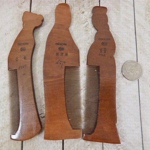 Geisha Wood Combs, Hand Carved, Hand Painted, Original Box, Set of 3 ...