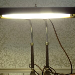 Fluorescent Desk Lamp, Brown Metal, Single Bulb, Push Button Switch ...