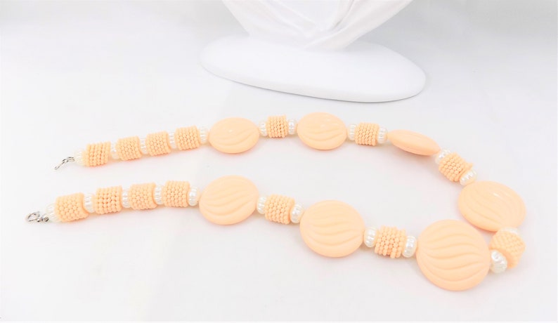 Chunky Peach Necklace Peach Discs Pearly Beads 1960s Mod | Etsy