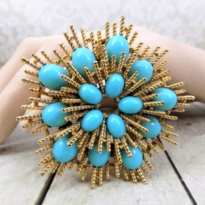 Avon Sunray Brooch, Turquoise Cabochons, Early Avon, 2 1/8 Brooch ...