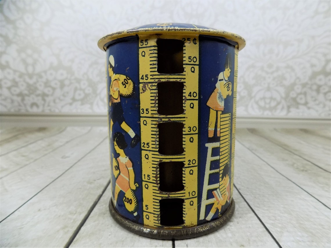 Blue and Yellow Rotary Child's Bank B&R Budget Bank Tin - Etsy