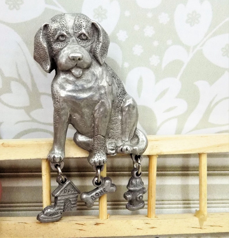 Pewter Puppy Dog Brooch Labrador Puppy Doghouse Bone - Etsy